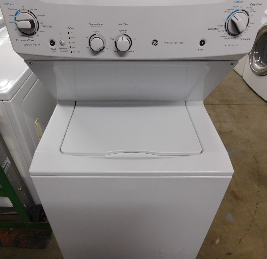 STACKED G.E. (FULL SIZE) WASHER & (GAS) DRYER PRODUCT ID#B-154 ...