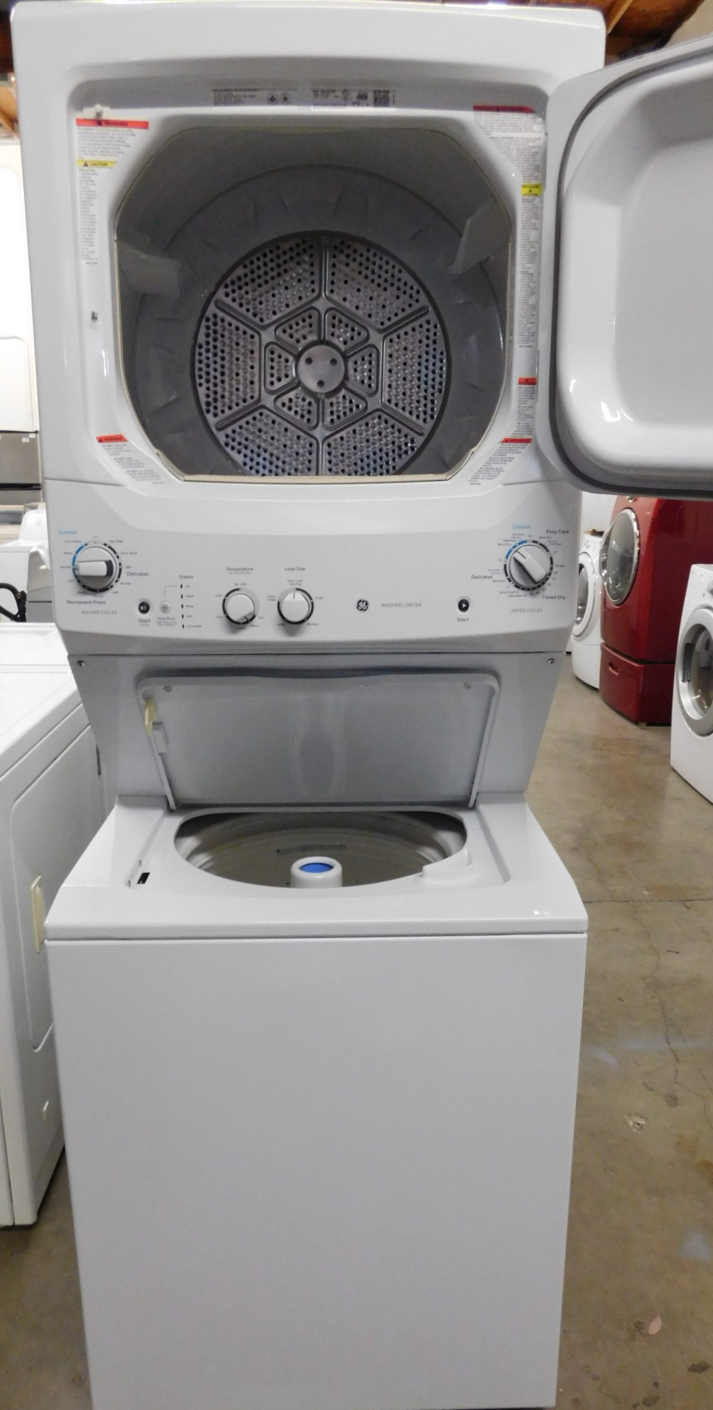 STACKED G.E. (FULL SIZE) WASHER & (GAS) DRYER PRODUCT ID#B-154 ...